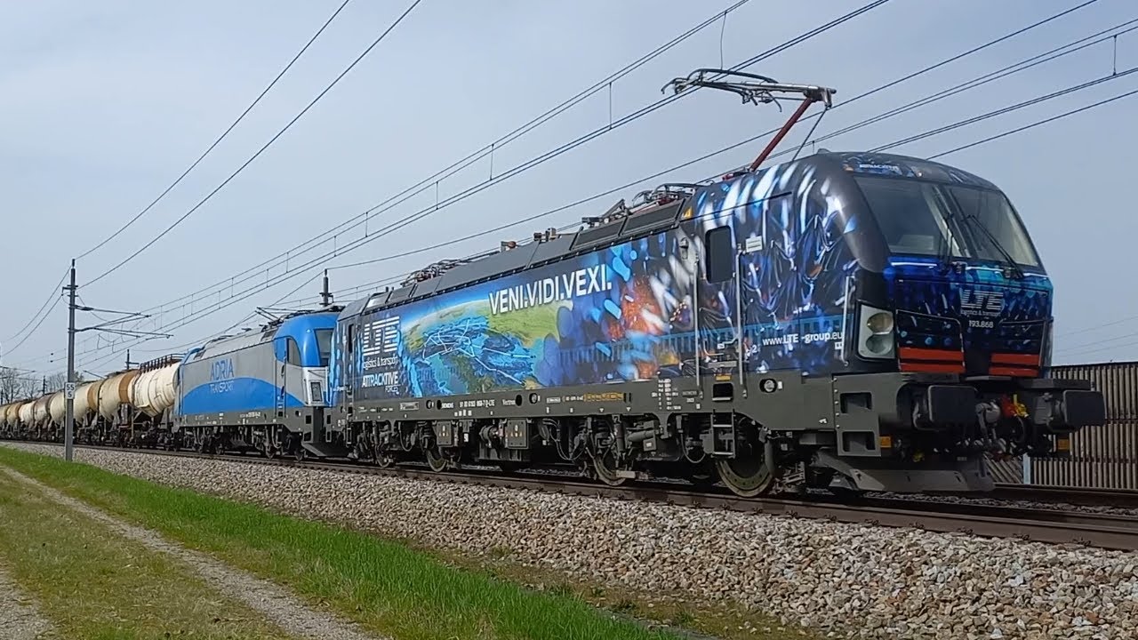 LTE Vectron 💛 mit Lichtgruß und Knickkesselwagen ( 193 868-7 und 1216 ...