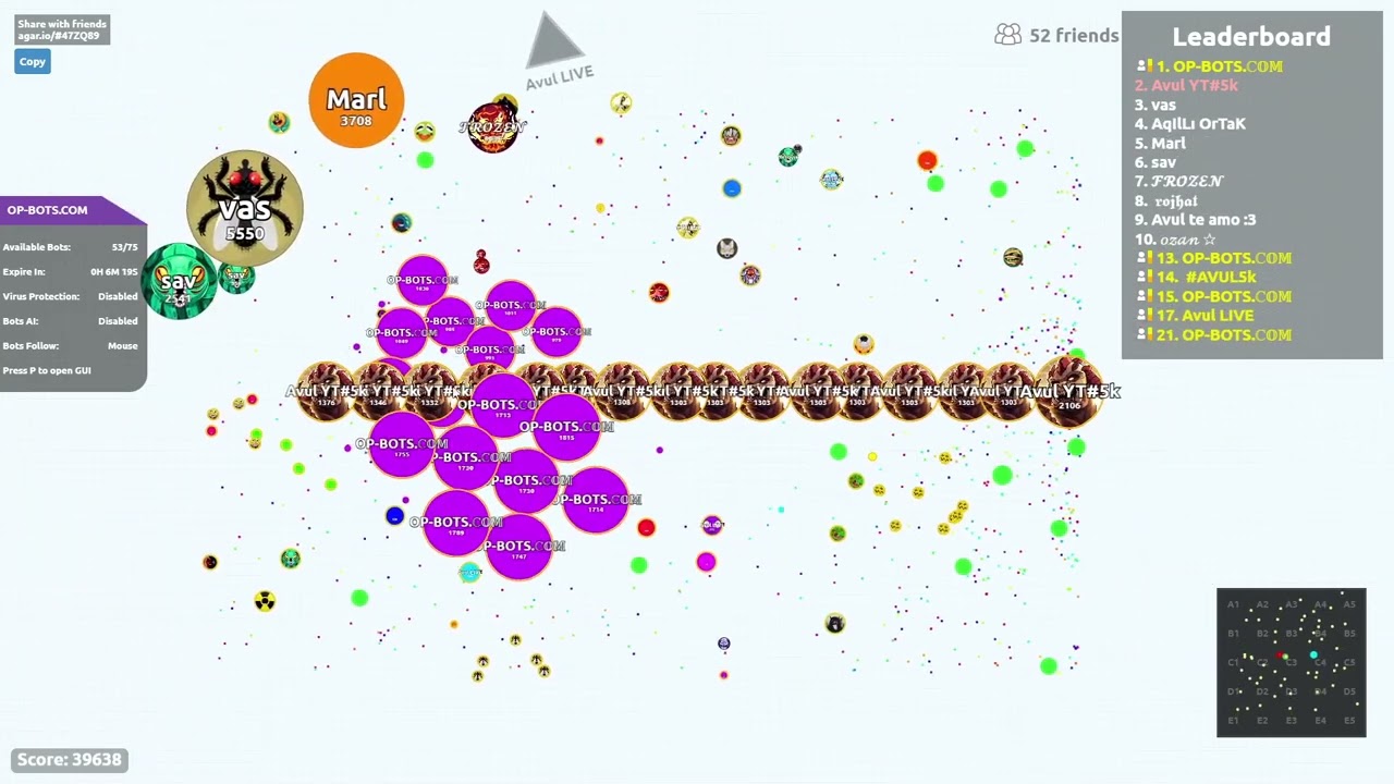 AGAR.IO SERVER TAKEOVER WITH BOTS #1269 || OP-BOTS.COM - YouTube