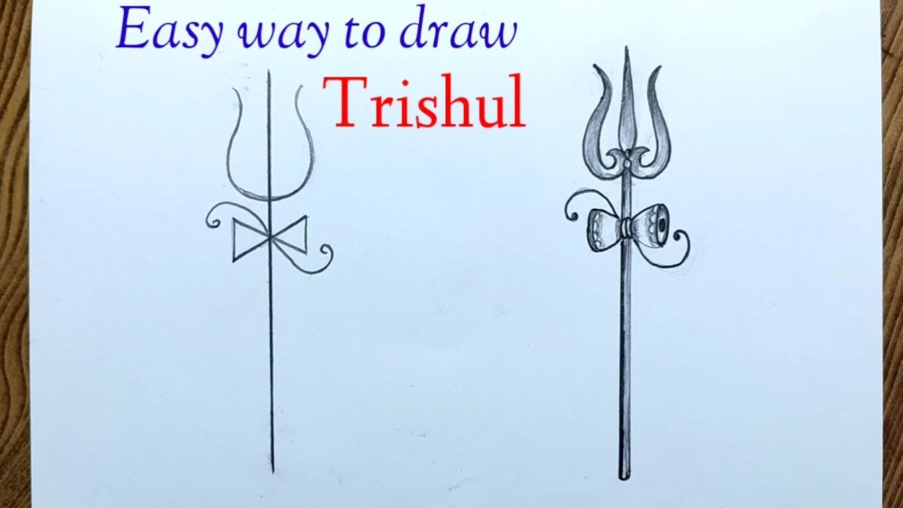 Easy way to draw Trishul step by step/Trishul drawing - YouTube