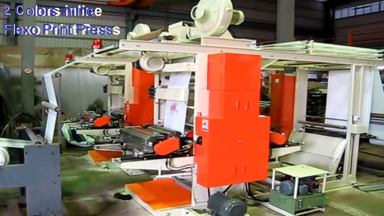 2 Colors In Line Stack Type Flexographic Printing Machine - YouTube