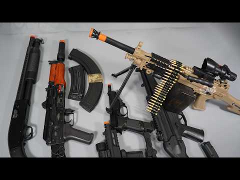 Shell ejecting M249 Toy Gun AK47 Airsoft Nerf Gun Shot Gun POV Reload Realistic Toy Guns Collection