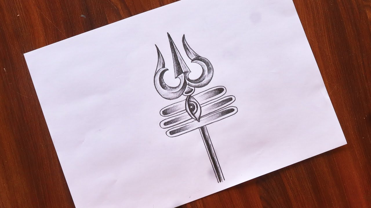 trishul drawing ( mahadev ) / trishul tattoo drawing / how to draw a ...