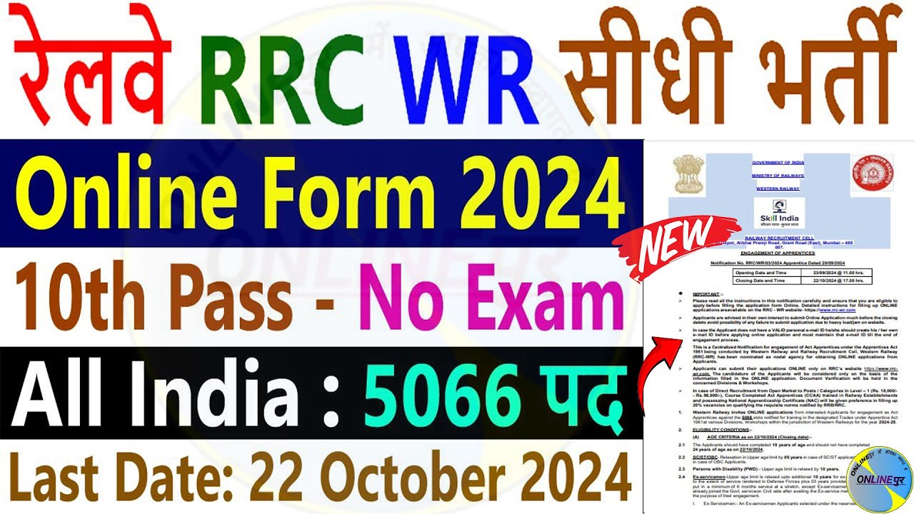 RRC WR Western Railway Recruitment 2024 Apprentice 5066 Vacancy ...