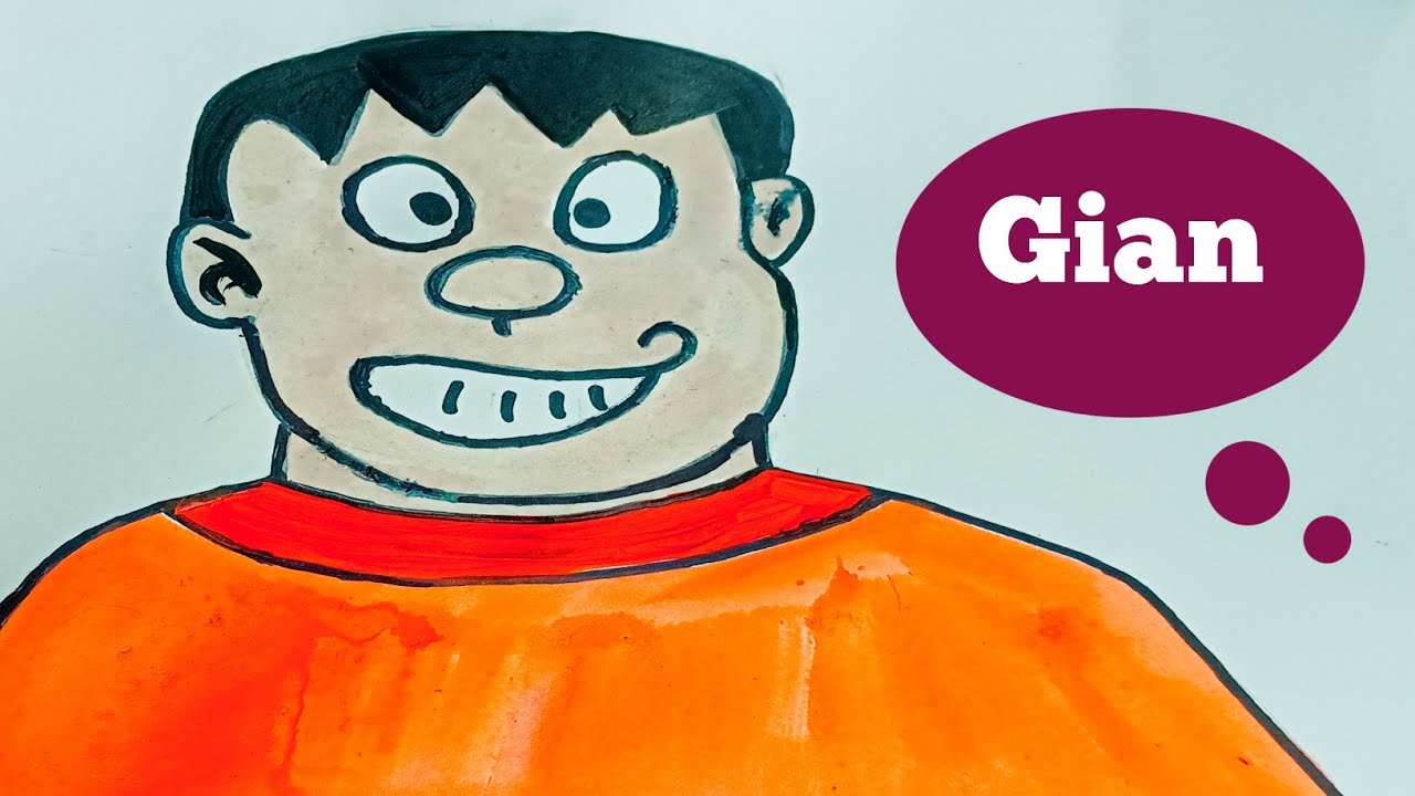 How to draw Gian //step by step //Doraemon//easy drawing tutorial #art ...
