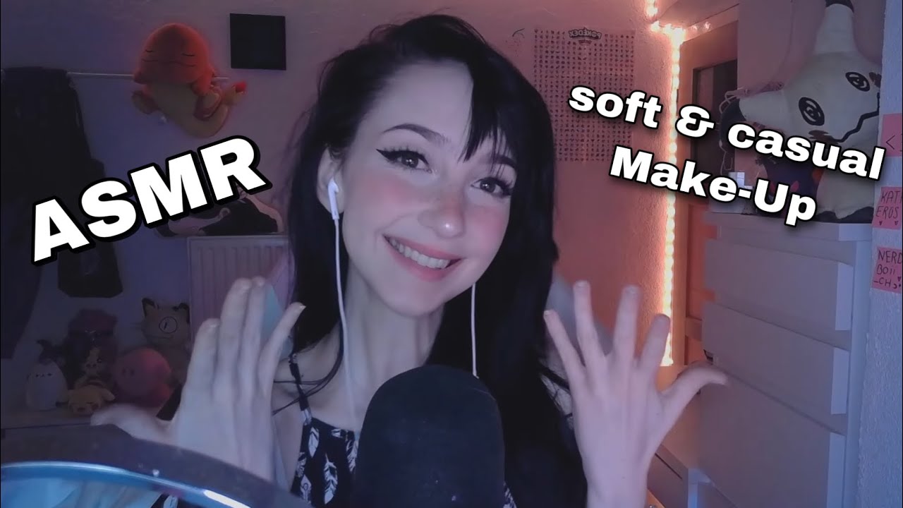 ASMR ☾ soft, casual & comfy make-up tutorial ~ close whispering, make ...