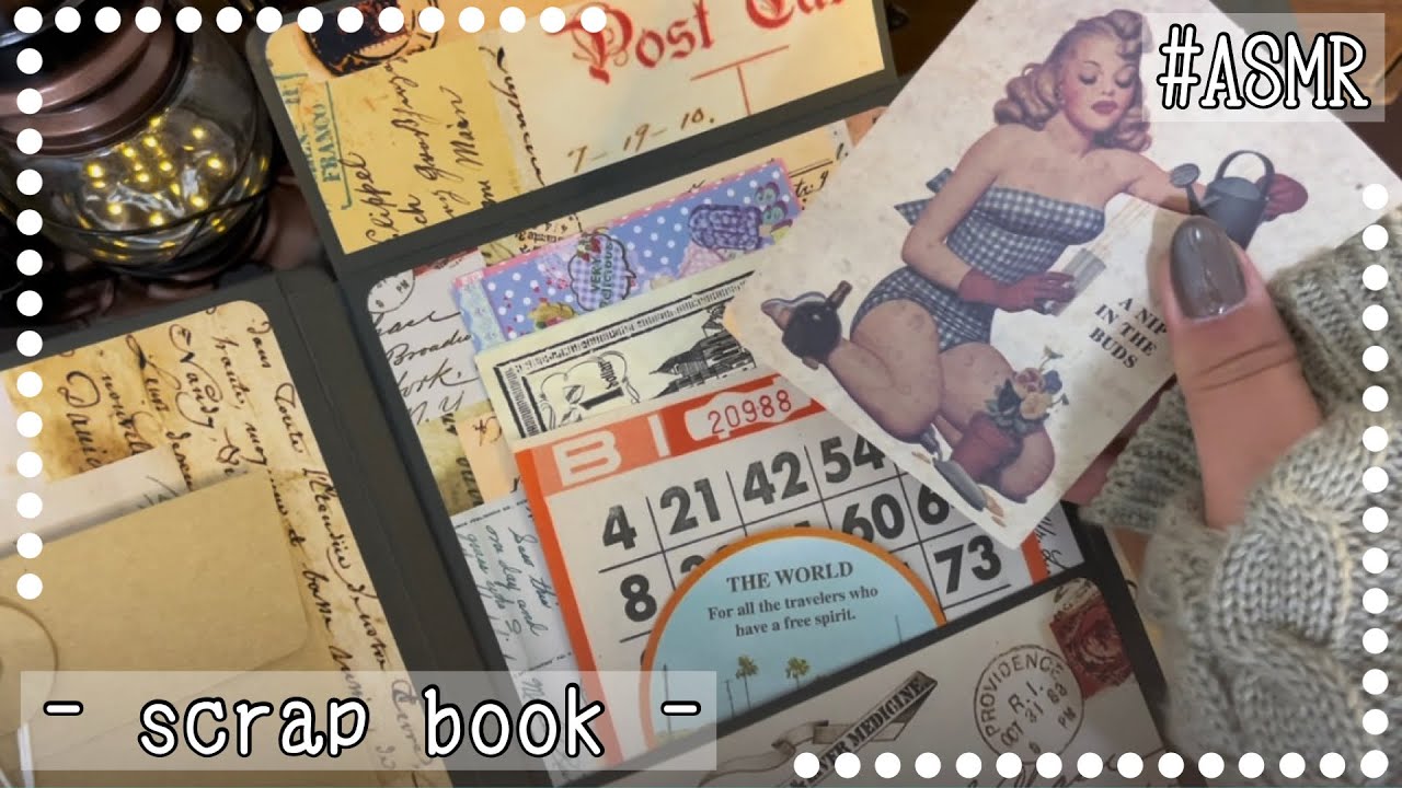 ASMR｜頂いた素材だけを使ってコラージュ♡｜scrap book｜journal - YouTube