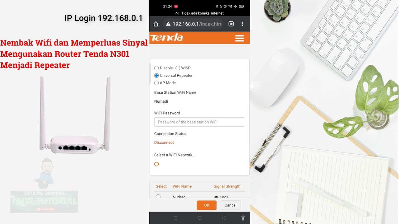 Cara Nembak Wifi menggunakan router Tenda N301 Mode Repeater - YouTube