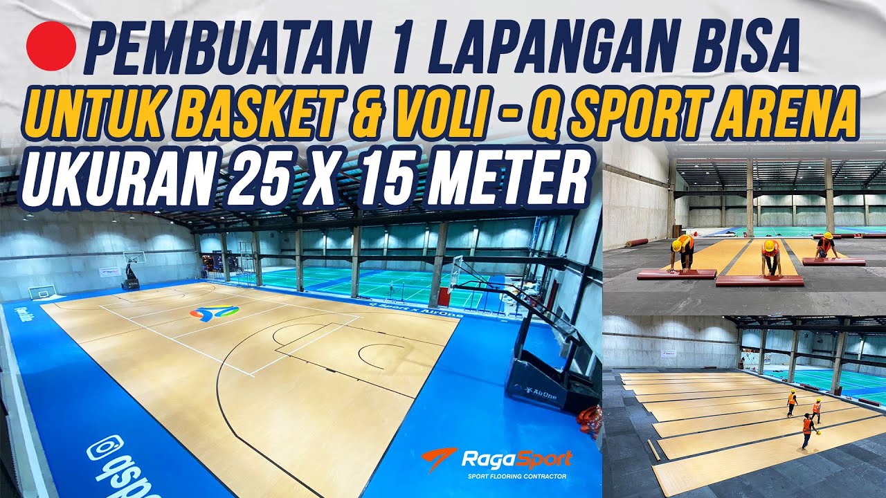 🔴Pembuatan 1 Lapangan Indoor Bisa Digunakan Untuk Basket & Voli Ukuran ...