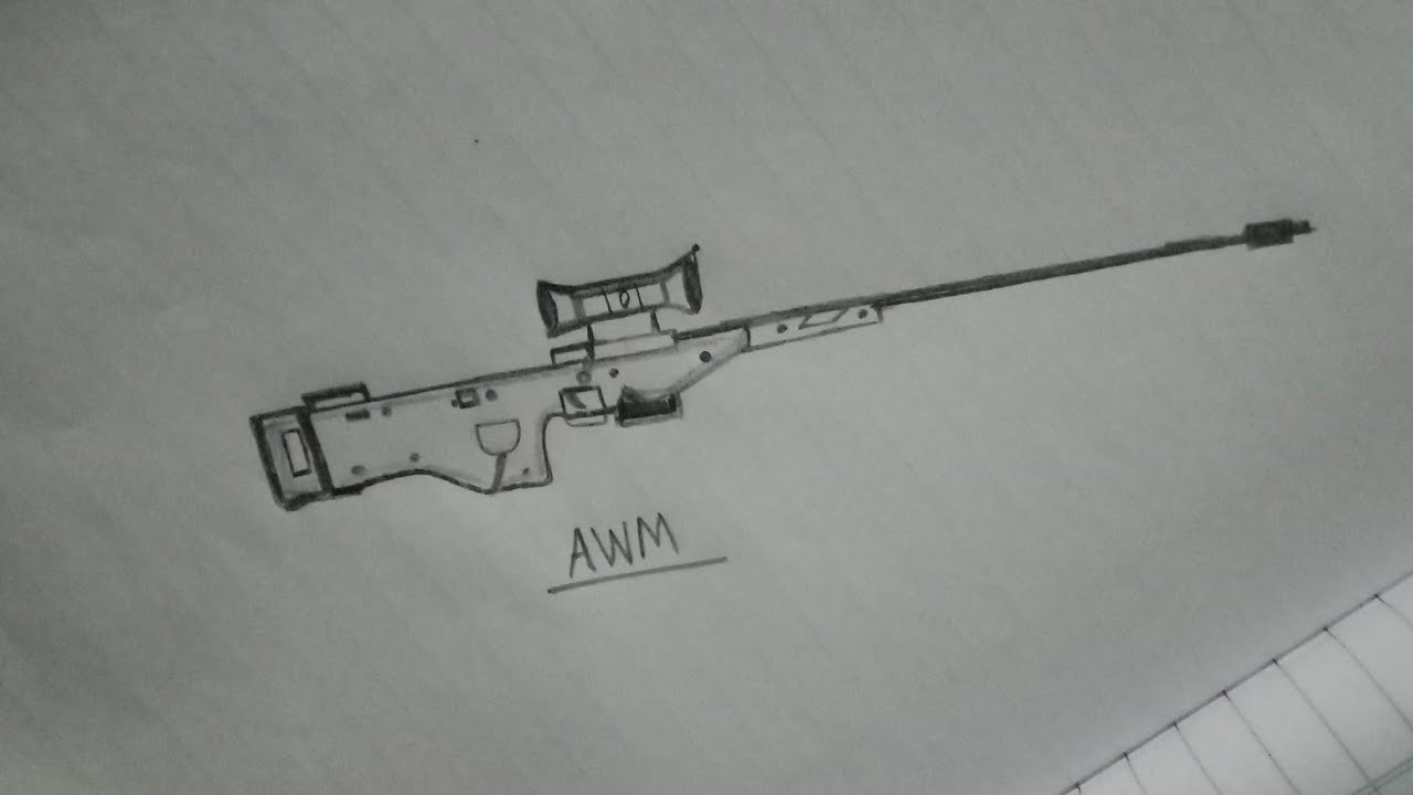 free fire gun Awm drawing ️ ️ - YouTube