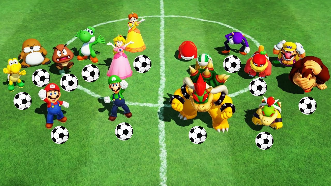 All Characters Playing Football in Super Mario Party (Master Difficulty ...
