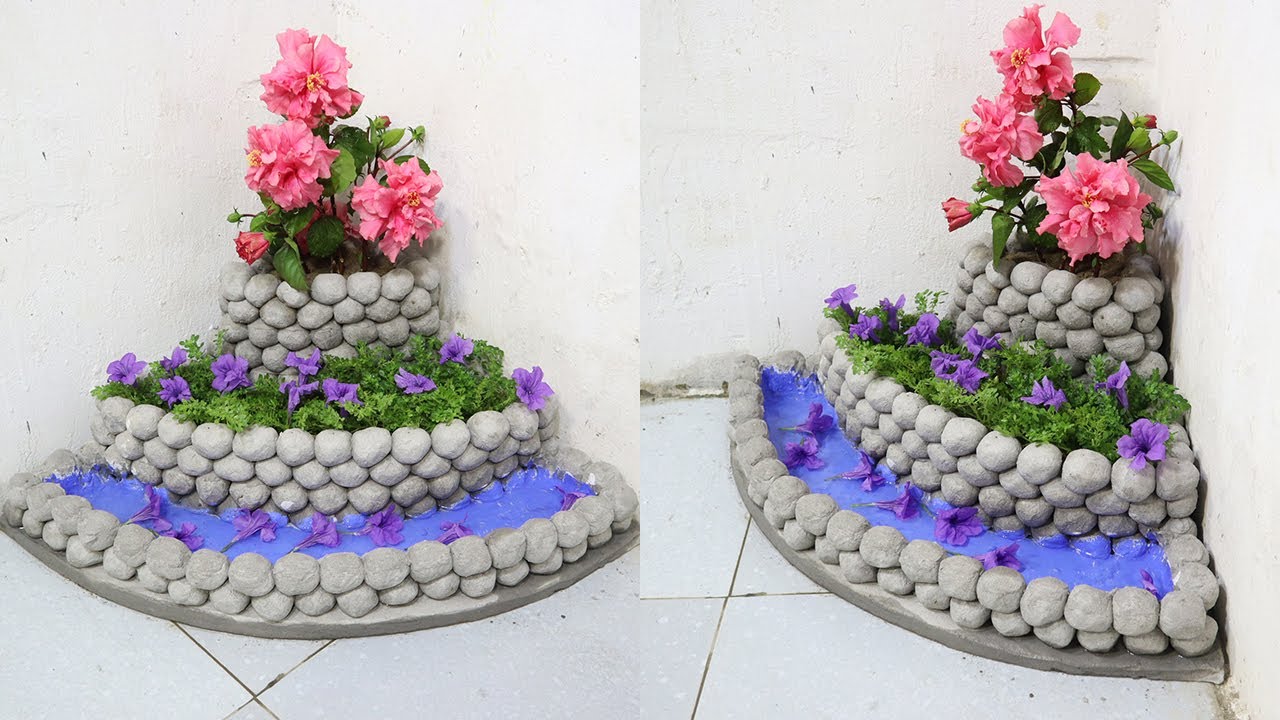 SUPER Awesome Flower Pot Making from Cement - How to Make Cement Pot ...