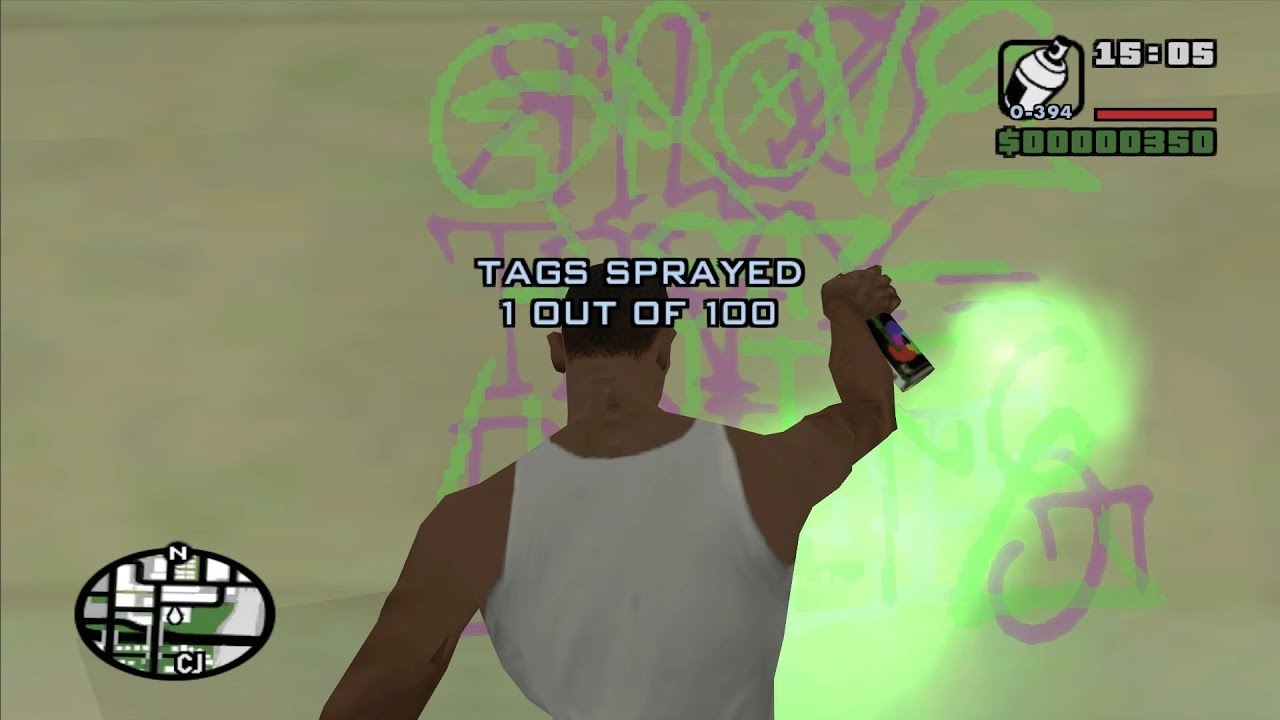 How to spray Gang Tag #22 at the beginning of the game - GTA San ...