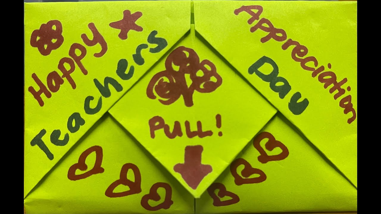 How To Make an Origami SURPRISE TEACHER’S APPRECIATION CARD? Pull Tab ...