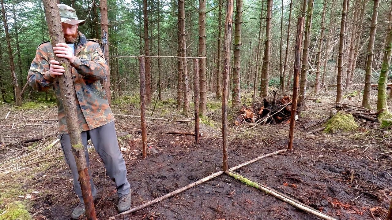 Bushcraft roundhouse shelter frame construction | roundhouse series pt2 ...
