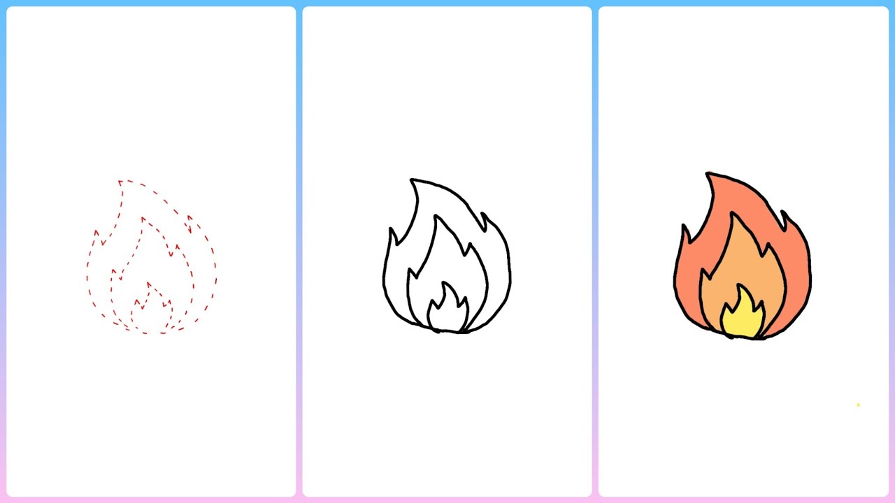 How to draw Fire | Easy Step by step drawing for kids | Little Champs ...