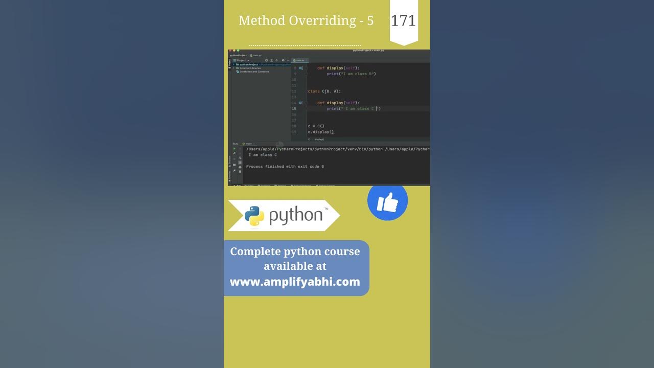 Python : Method Overriding | Part 5 | py srt 171 - YouTube