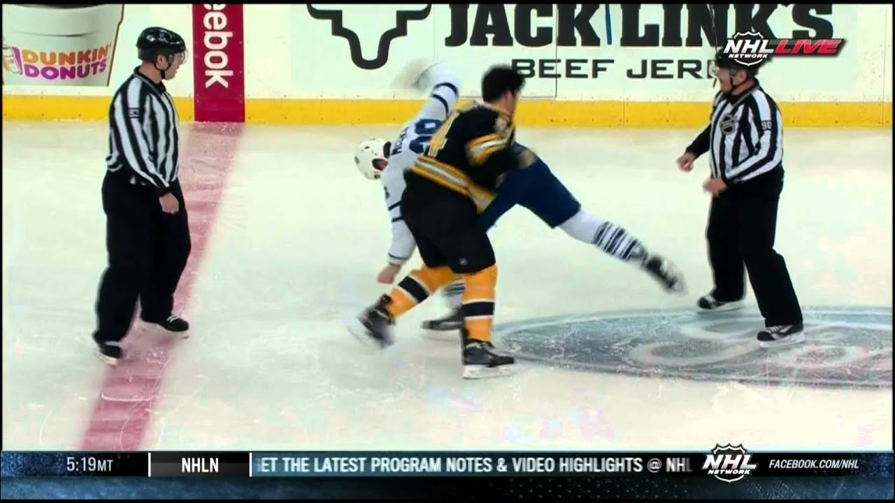 Frazer McLaren vs Adam McQuaid fight Toronto Maple Leafs vs Boston ...