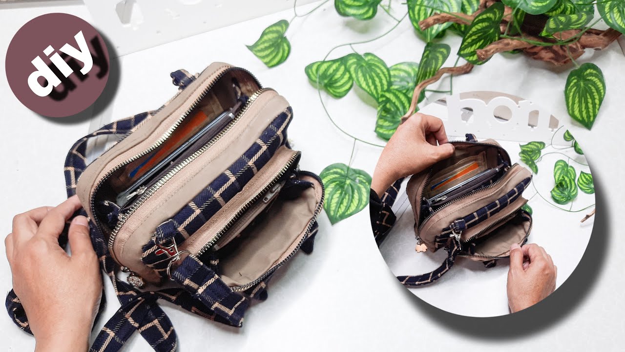 Diy crossbody bag sewing tutorial with zipper and pockets / how to make ...