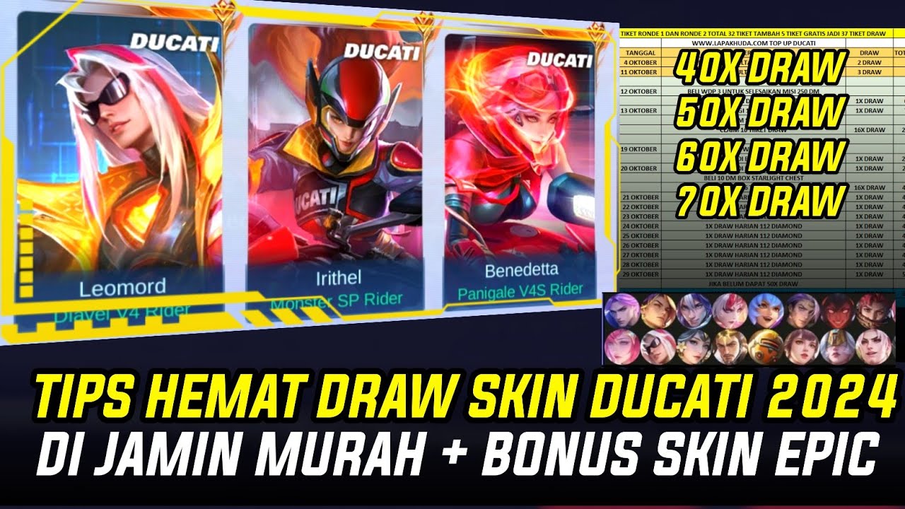 CARA HEMAT DRAW EVENT SKIN MLBB X DUCATI 2024 TERBARU ! JAMIN MURAH ...