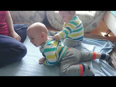 Twin boys playing with Boxing