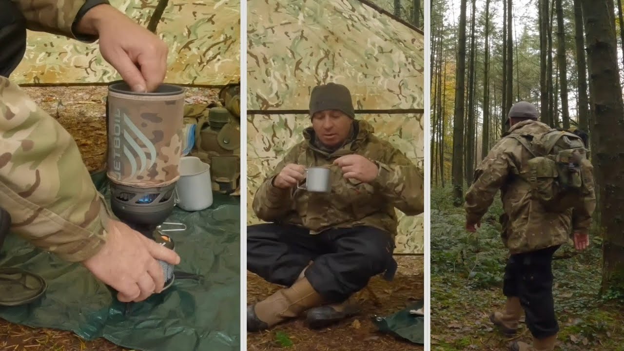 Emergency Shelter Quick Deploy British Army MTP Basha, Jetboil Cooking ...