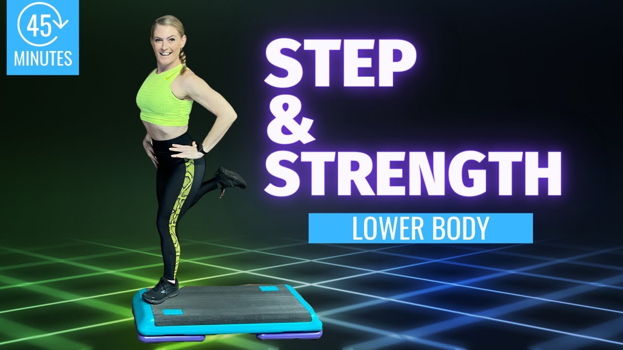 45 Min Step Aerobics and Lower body Toning Workout! - YouTube