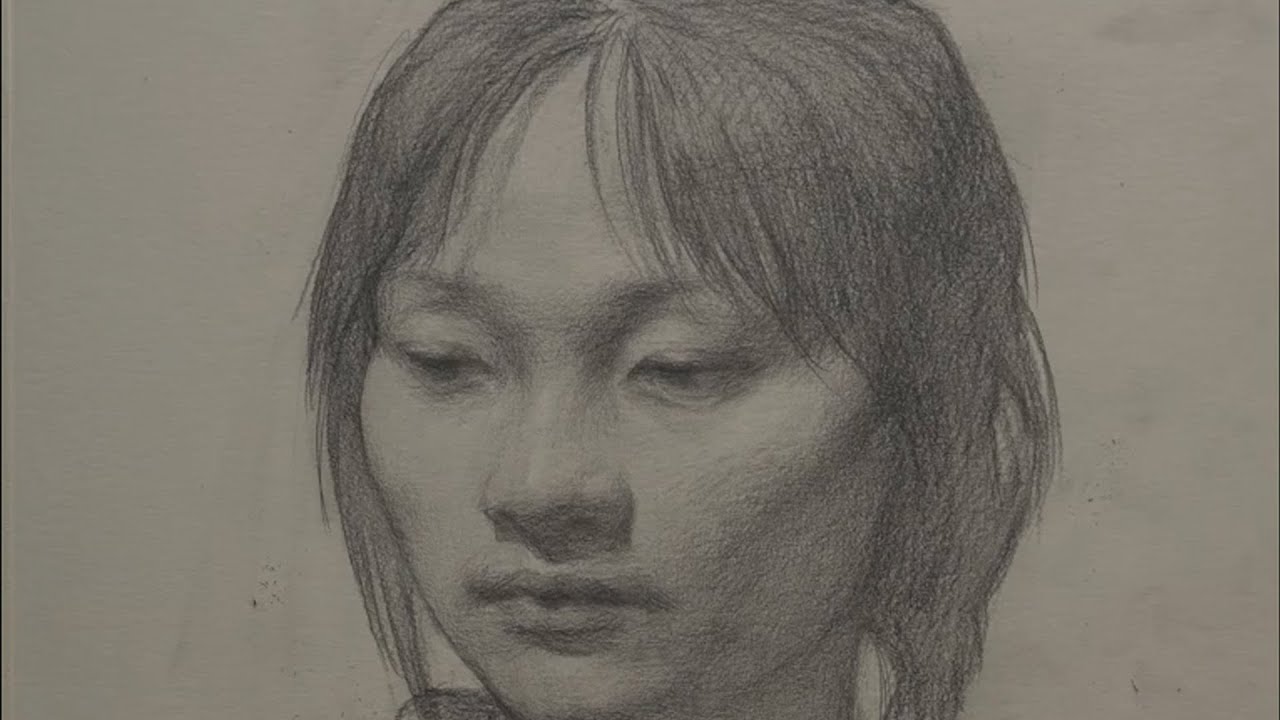 Drawing portrait of girl with pencil - YouTube