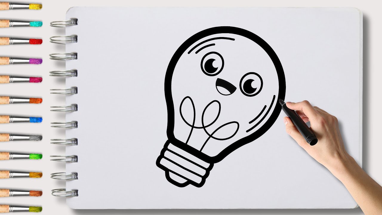 How to draw a Bulb | painting and coloring bulb for kids and toddlers ...