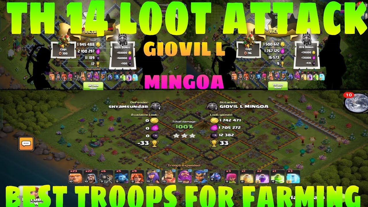 TOWN HALL 14 LOOT ATTACK | THE BEST TROOPS FOR FARMING 2024 | COC ATTACK COC | CLASH OF CLAN ...