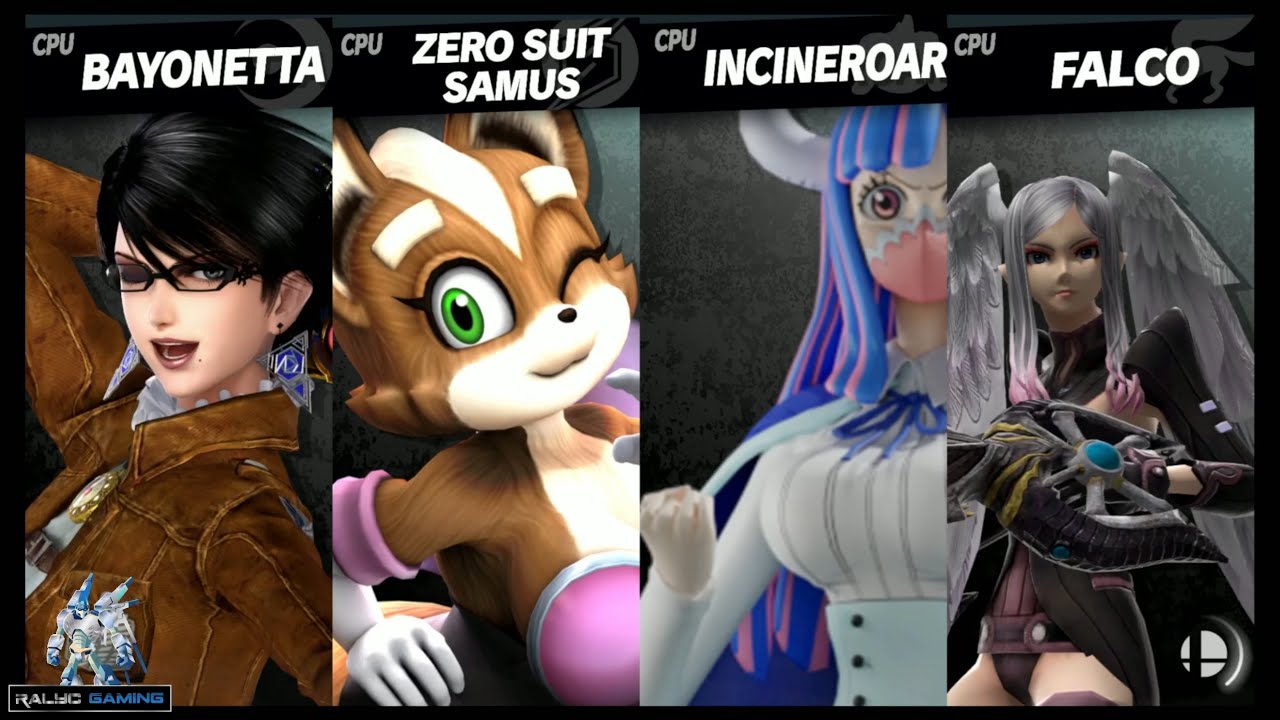 New Mods: AOT Bayonetta vs Zero Suit Fox vs Ulti vs Tyrea Defin - YouTube