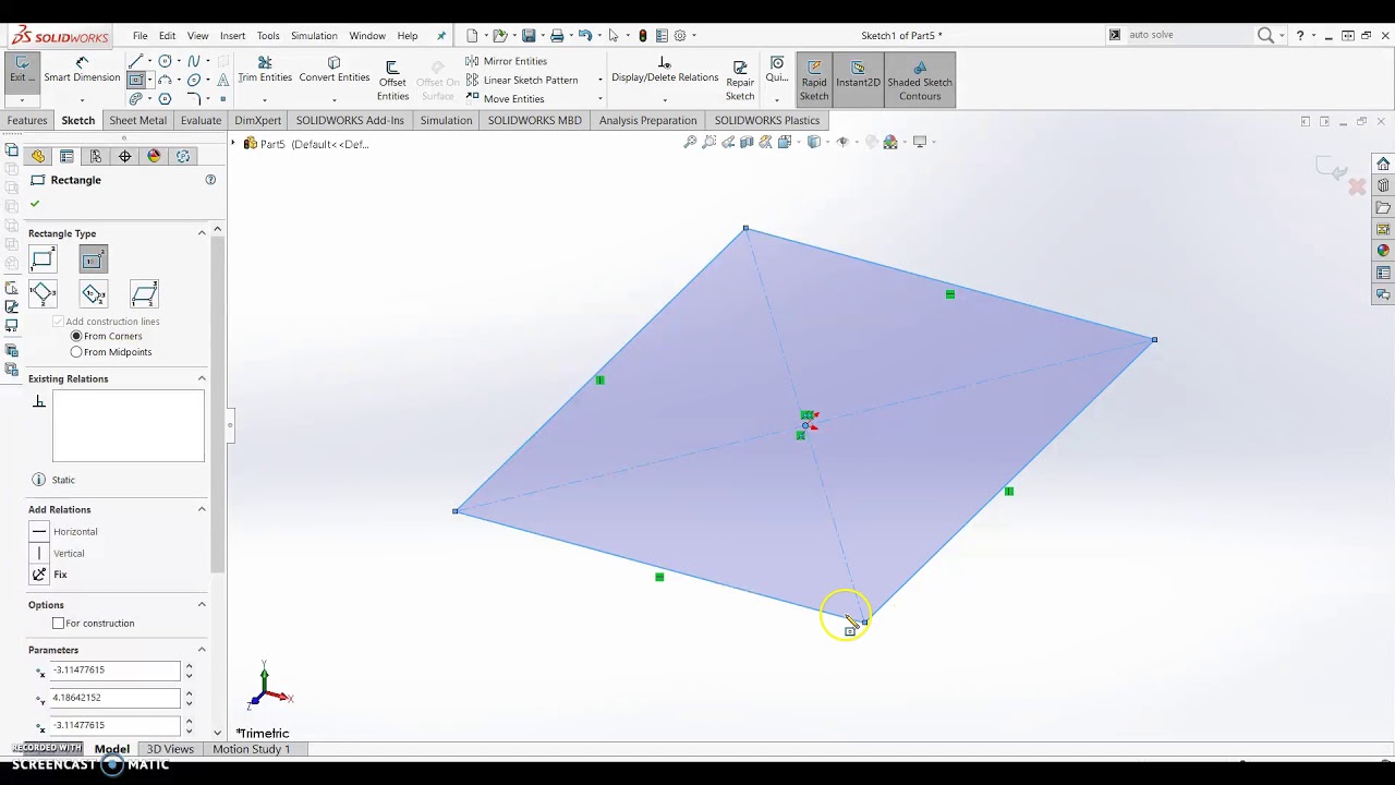 Drawing a 50x50 Square in SolidWorks - YouTube