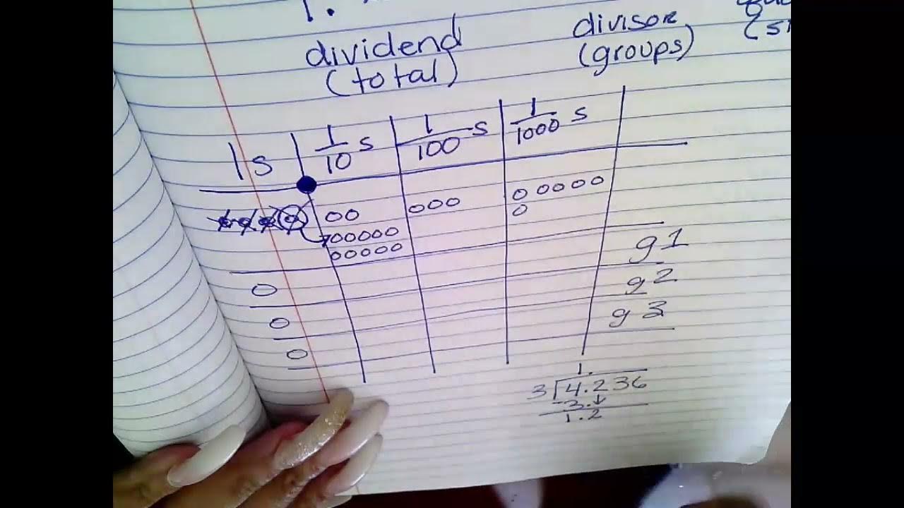 GRADE 5 - division of decimals using place value charts and disks - YouTube