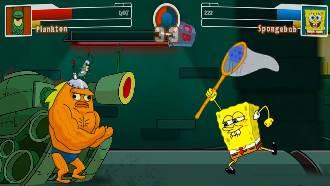 Super Brawl Showdown: Spongebob Squarepants vs Plankton - Hard Fight ...