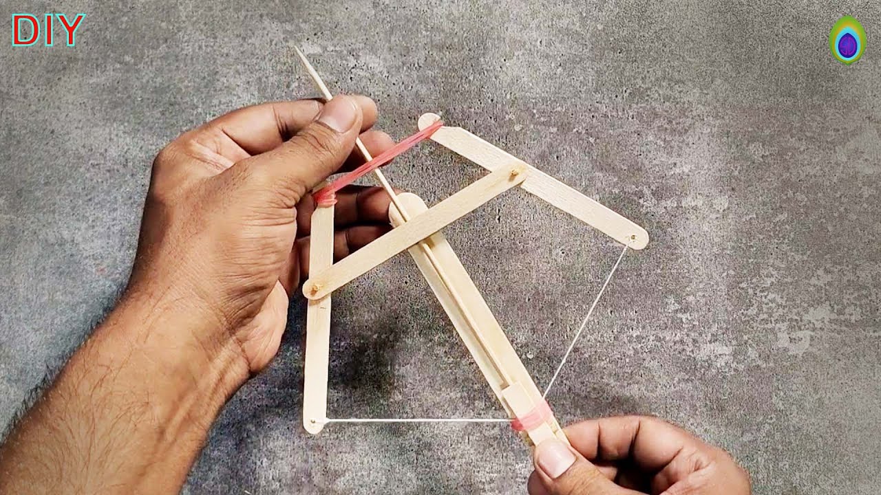 DIY | How to make Powerful Crossbow Miniature from Popsicle Sticks ...