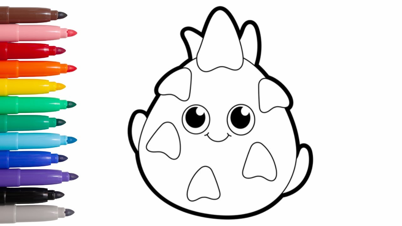 Coloring Dragon Fruit | Fruit Coloring Book | Kids Coloring Pages ...