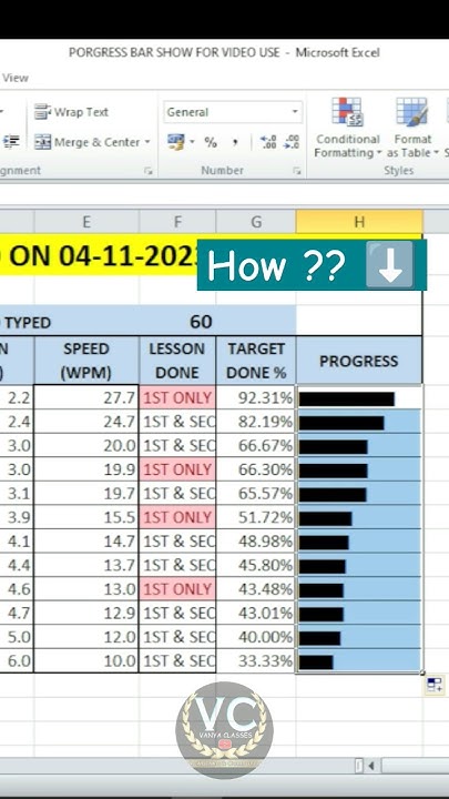 Progress bar in ms excel #msexcel #msexceltricks #excel #exceltips #exceltricks #computer # ...