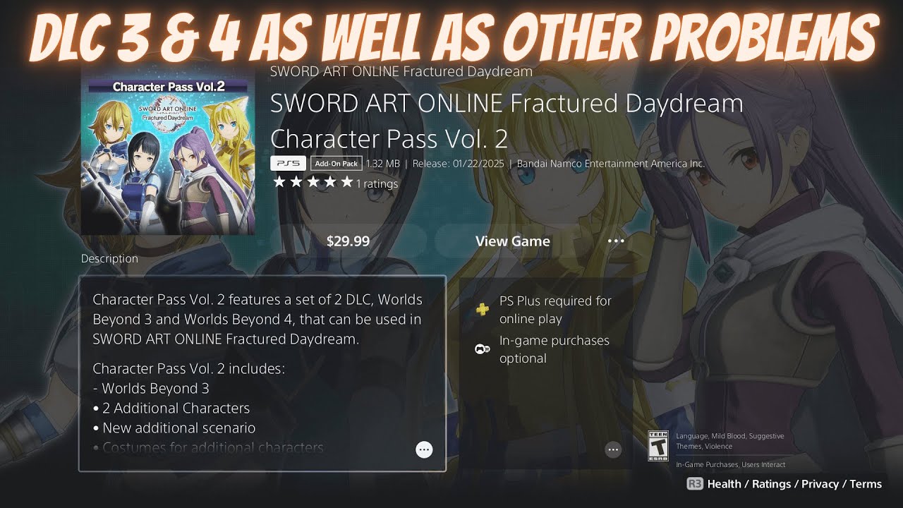 Sword Art Online Fractured Daydream DLC 3, 4 And Overpriced - YouTube
