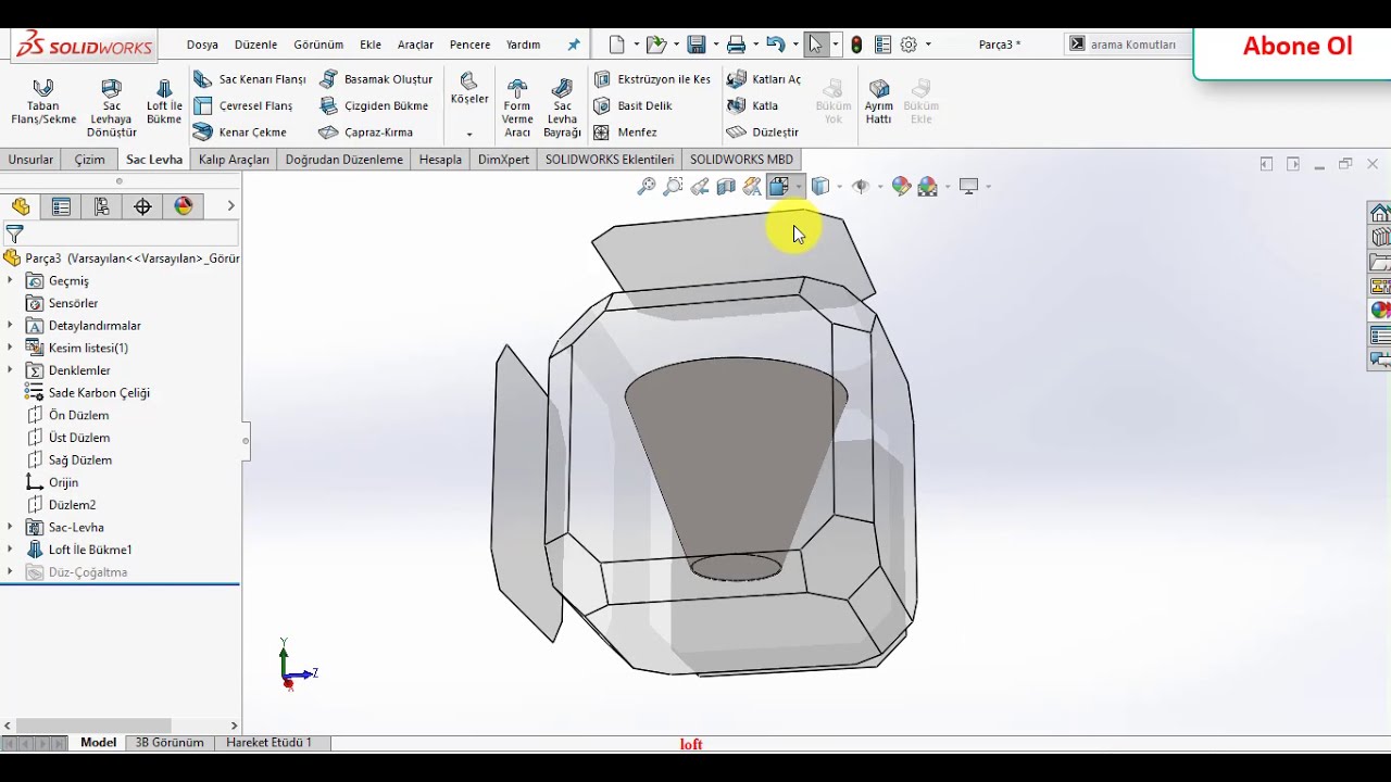 SolidWorks Loft İle Sac Levha Bükme - Loft Bend Sheet Metal - YouTube