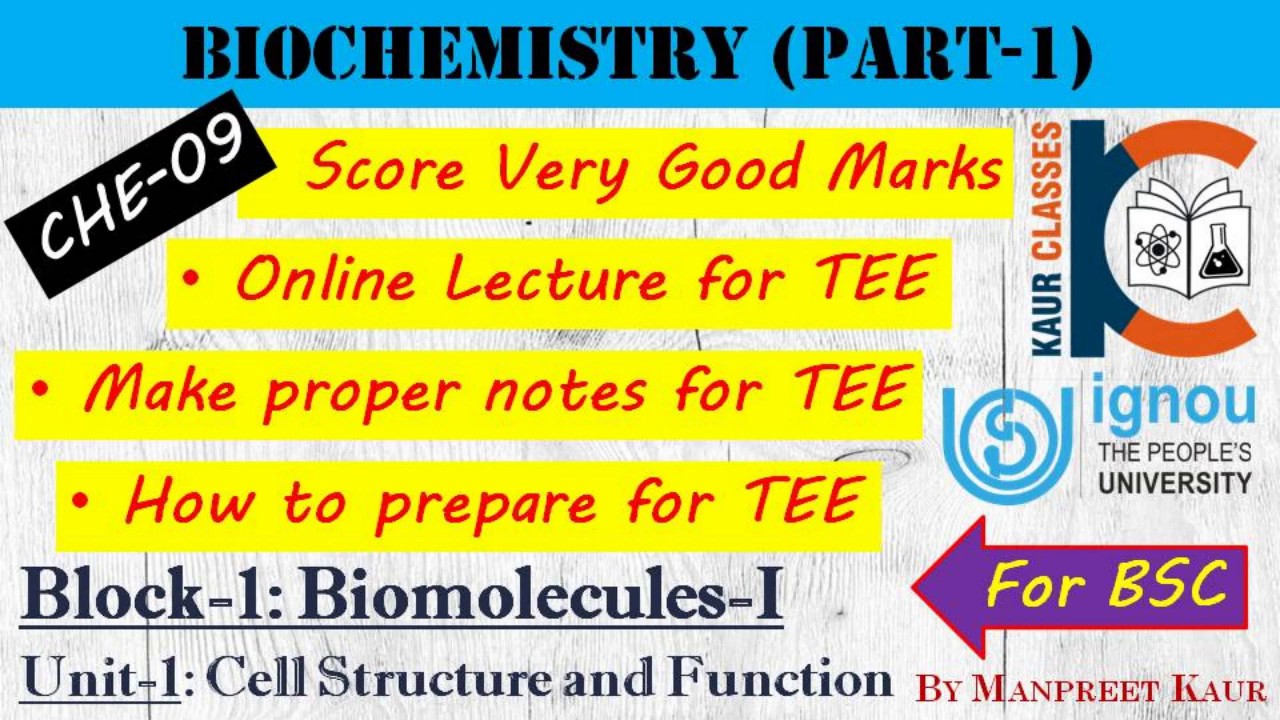 BSC Online Lecture - CHE-09 | Biochemistry (Part-1) | Block-1 ...