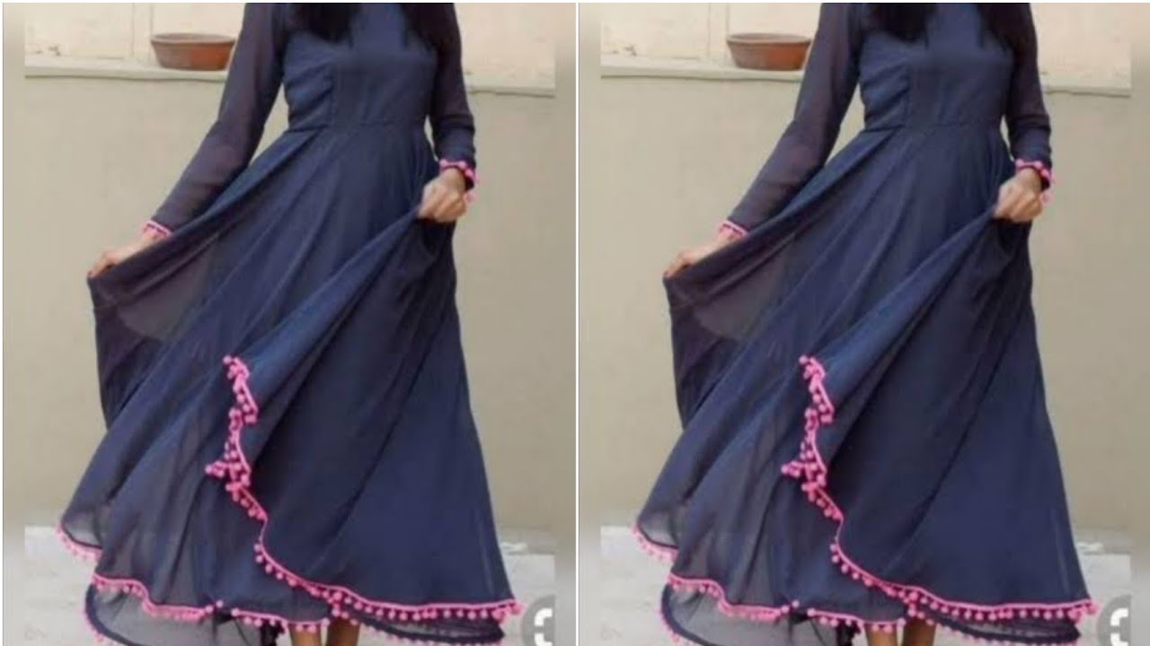 Simple plain georgette frock desings||Plain Georgette Frock Desings ...