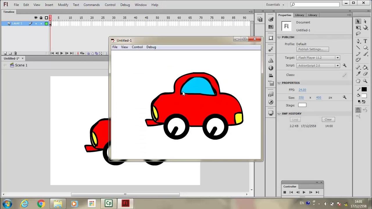 การทำanimation ล้อรถหมุน adobe flash cs6 - YouTube