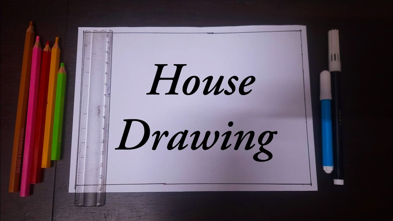 House Drawing / How to Draw House For Beginners / House Scenery Drawing ...