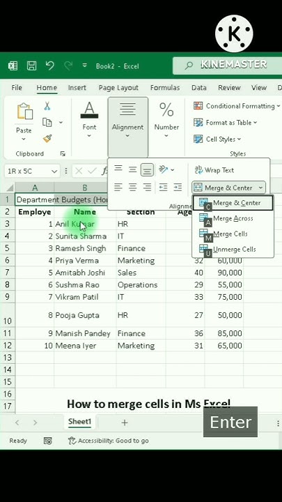 Master Excel: Merge Cells in Seconds! #exceltips #shorts #exceltutorial #InterviewTips # ...