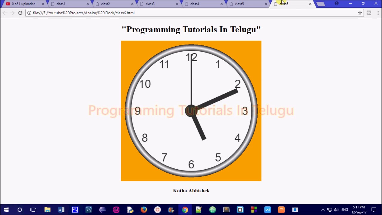 Analog Clock In Web Page In Telugu Kotha Abhishek Youtube