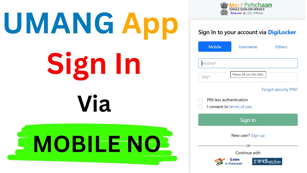 UMANG Login Via Mobile No ! - YouTube