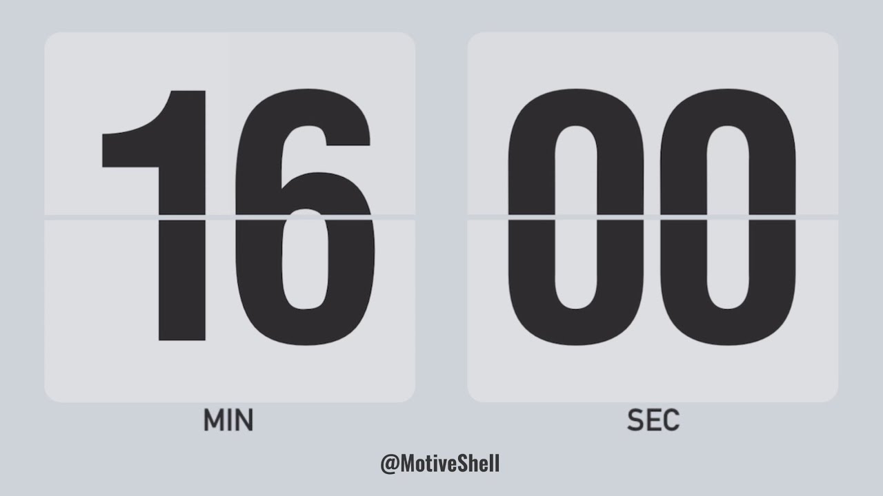 16 minutes countdown - white flip clock - YouTube