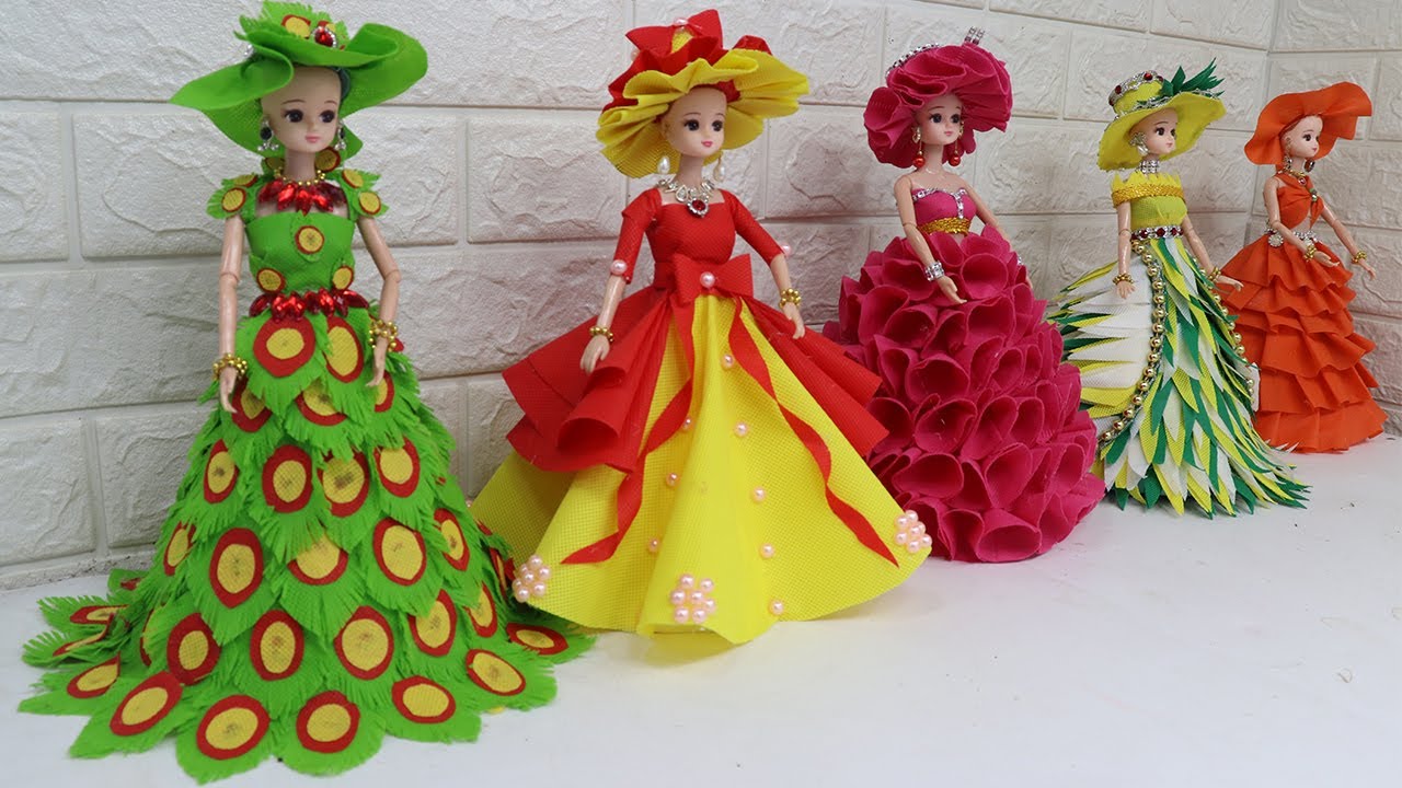 5 Doll decoration from shopping bags, 5 Doll decoration design - YouTube