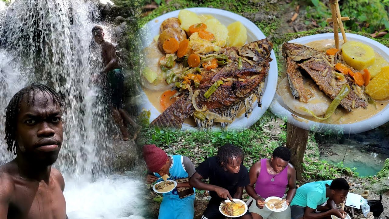 Brown Stew Tilapia in Coconut Milk with Dumplings Yam and Sweet Potato ...