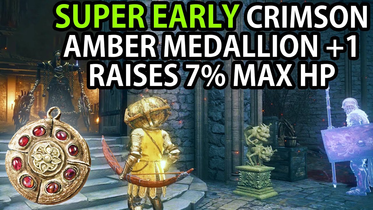 ELDEN RING - SUPER EARLY CRIMSON AMBER MEDALLION +1 RAISES 7% MAX HP ...