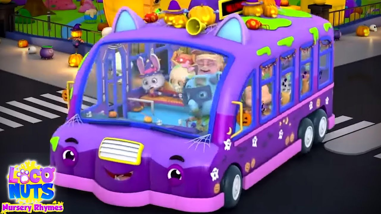 Monsters On The Bus, Halloween Bus Ride and Spooky Rhyme for Kids - YouTube